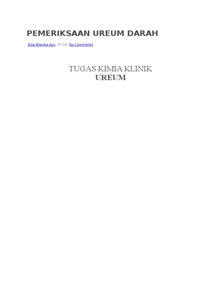 Pemeriksaan Ureum Darah | PDF