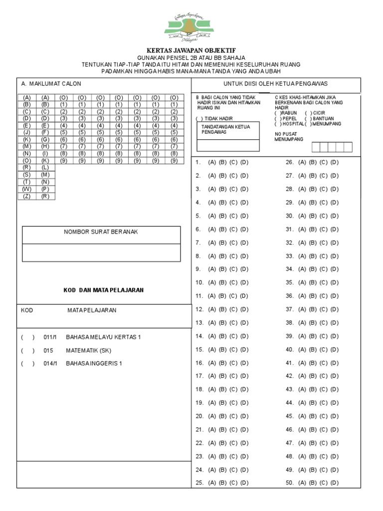 Kertas OMR Upsr | PDF