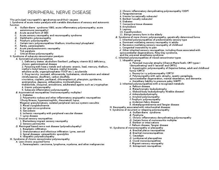 Peripheral Nerve Disease | PDF | Peripheral Neuropathy | Neurological ...