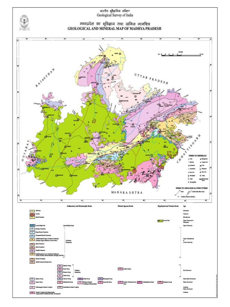 Geological Map of Madhya - Pradesh PDF | PDF | Physical Geography ...