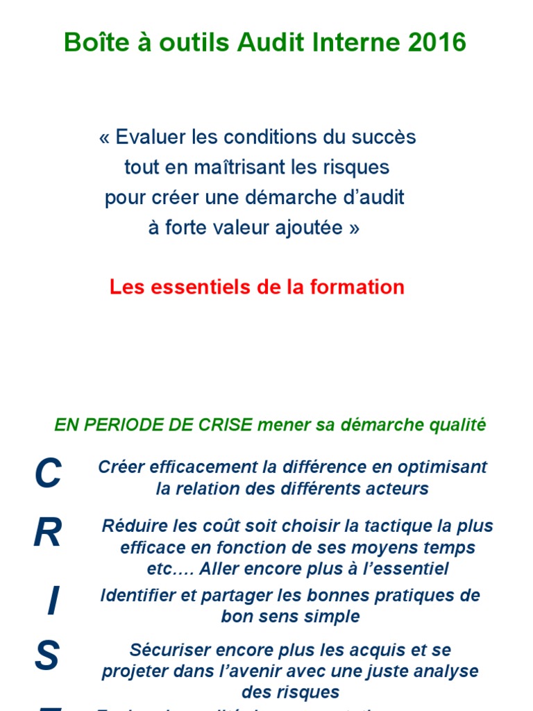Boite Outils Audit | PDF | Management de la qualité | Audit