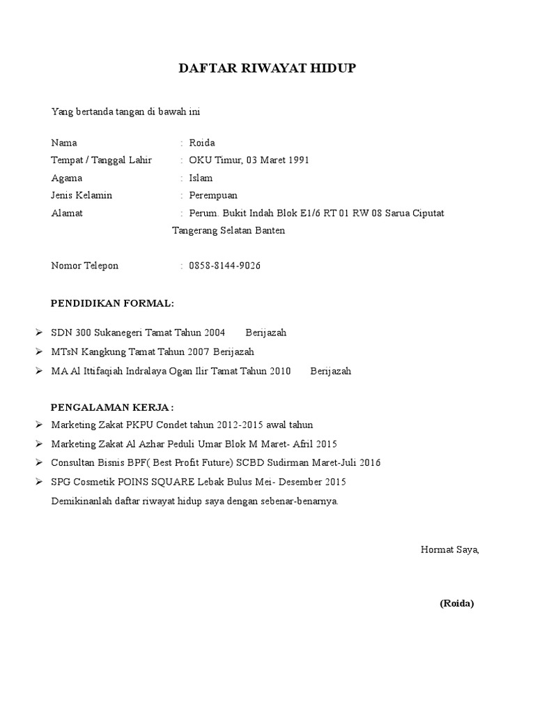 Contoh CV & Lamker | PDF