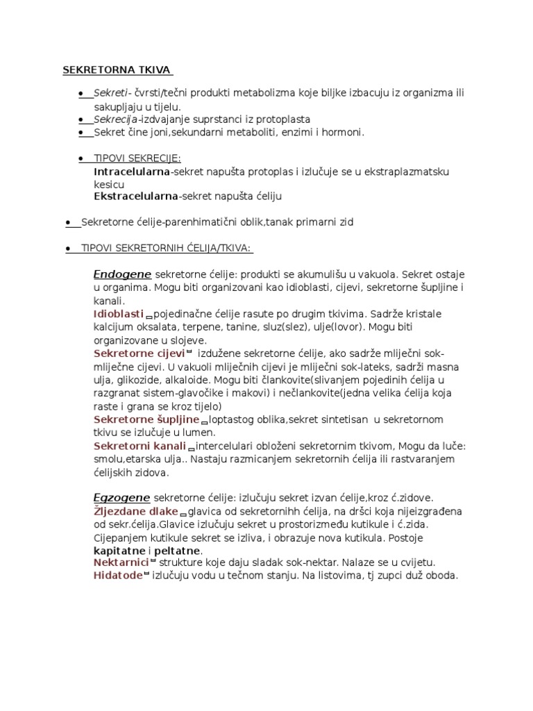 Sekretorna Tkiva | PDF