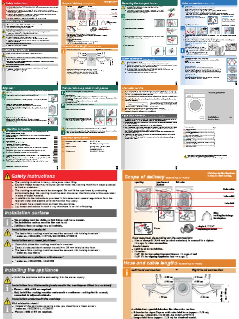 Siemens Washing Machines Installation Instructions | PDF | Mains ...