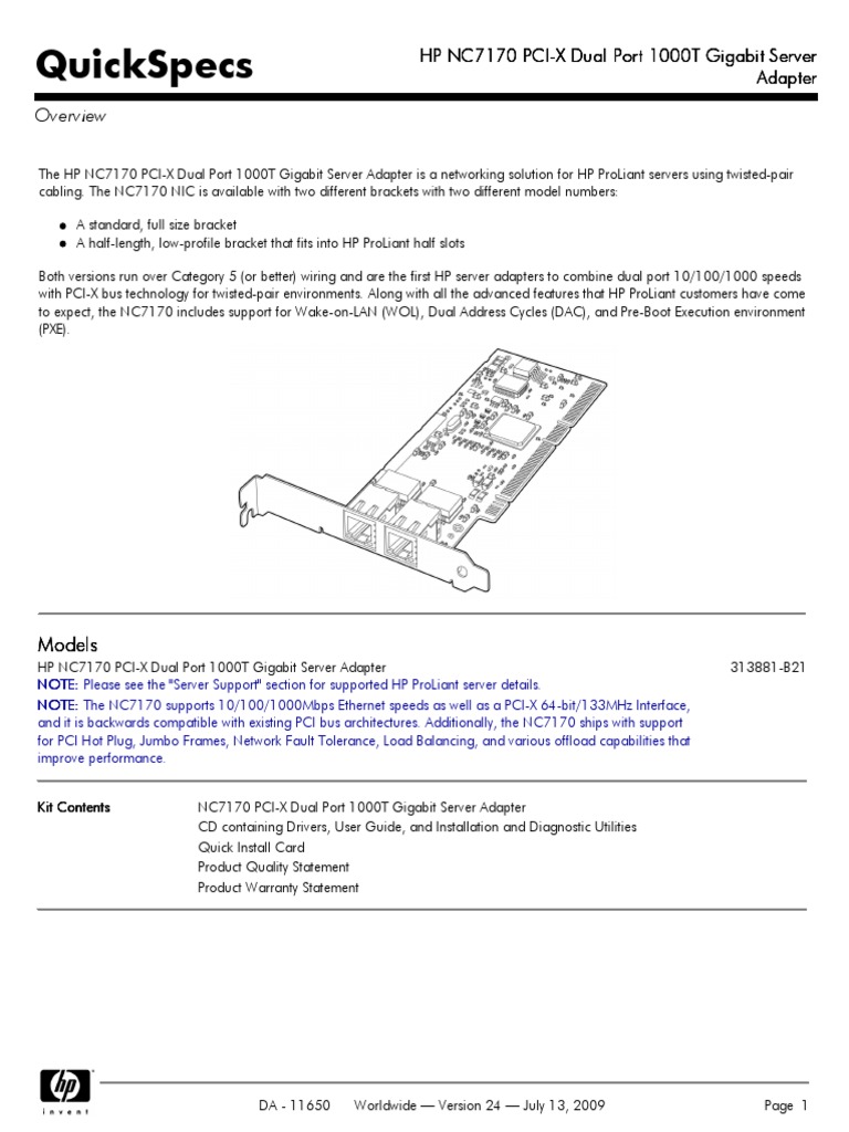 Quickspecs: Models Models Models Models | PDF | Technical Support | Ethernet