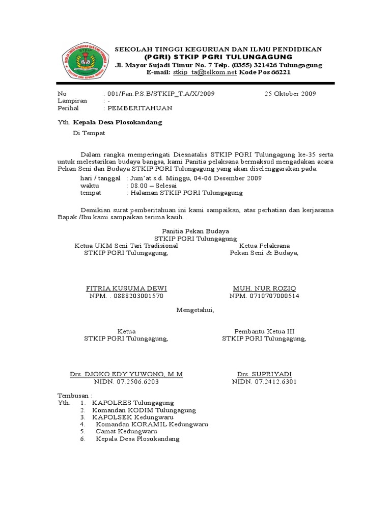 Contoh Surat Ijin Kegiatan | PDF | Sains & Matematika