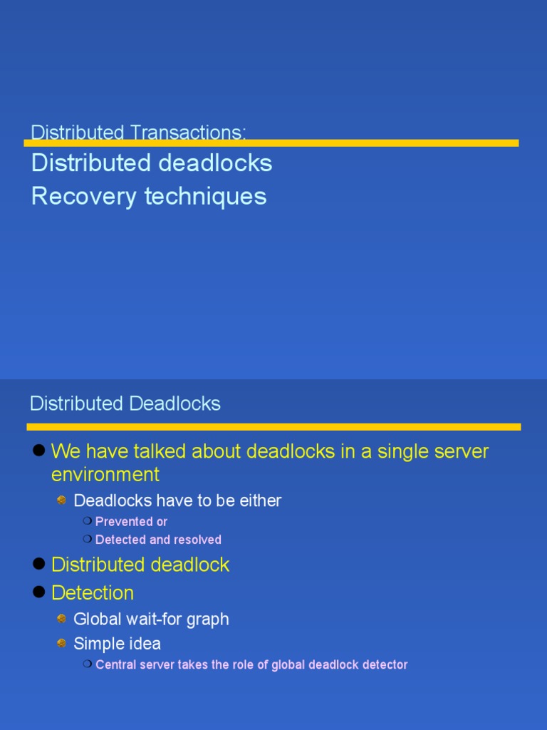 Distributed Deadlocks Recovery Techniques | PDF | Distributed Computing | Concurrency (Computer ...