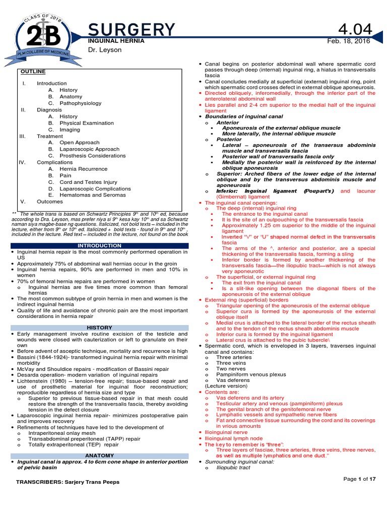 Inguinal Hernia Guide Pdf Abdomen Human Anatomy