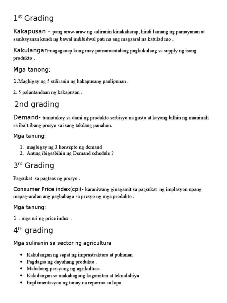 1st Grading | PDF