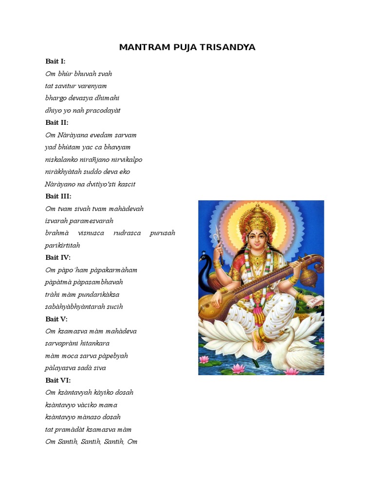 Mantram Puja Trisandya | PDF