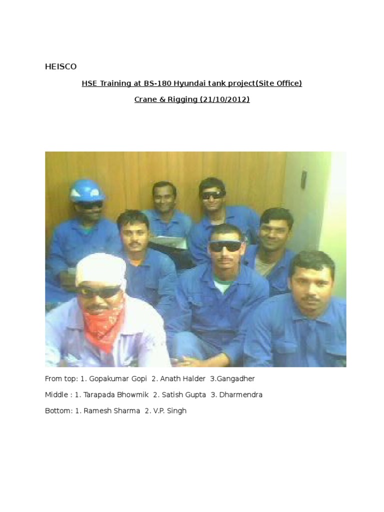 Heisco: HSE Training at BS-180 Hyundai Tank Project (Site Office) Crane ...