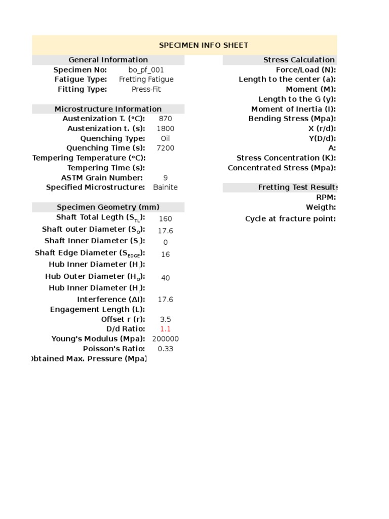 Fretting Fatigue Specimen Analysis | PDF | Teaching Methods & Materials ...