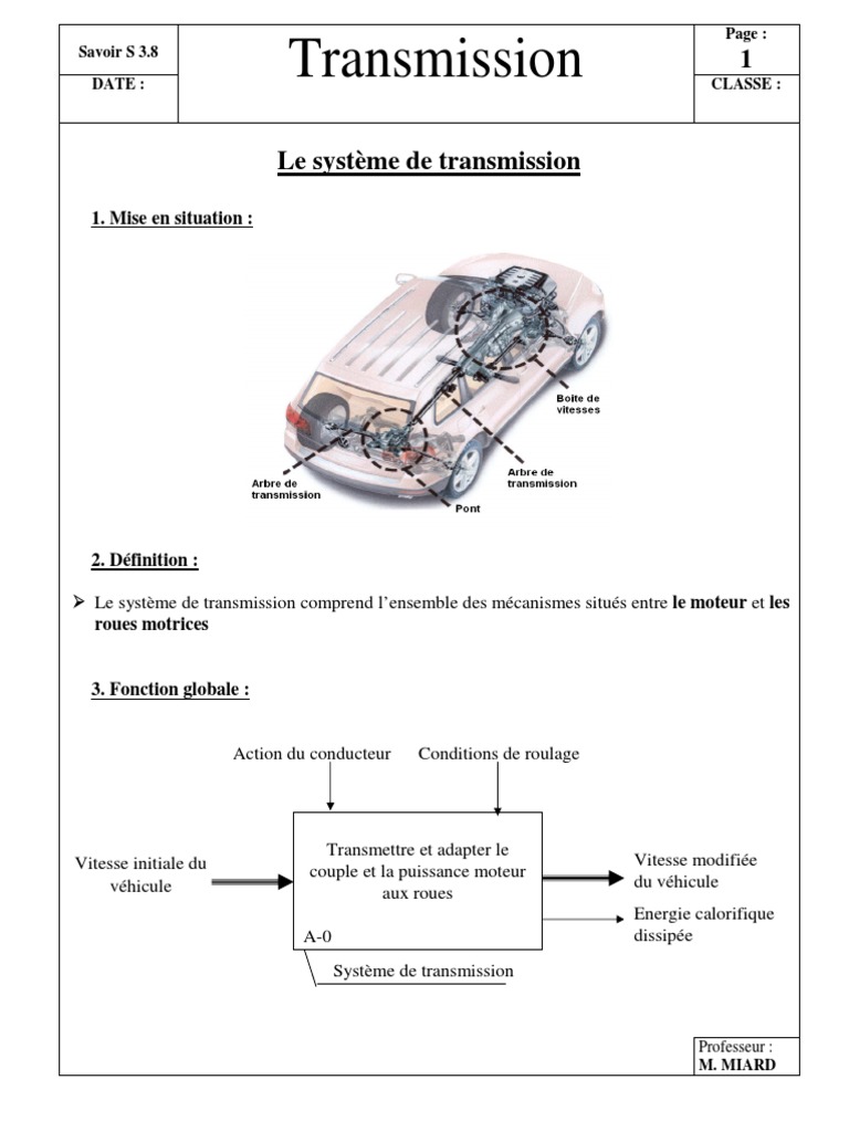 Système de Transmission Automobile | PDF | Transmission (Mécanique ...