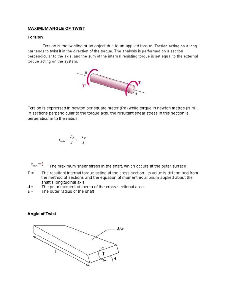 Maximum Angle of Twist: Understanding Torsion and its Relationship to ...