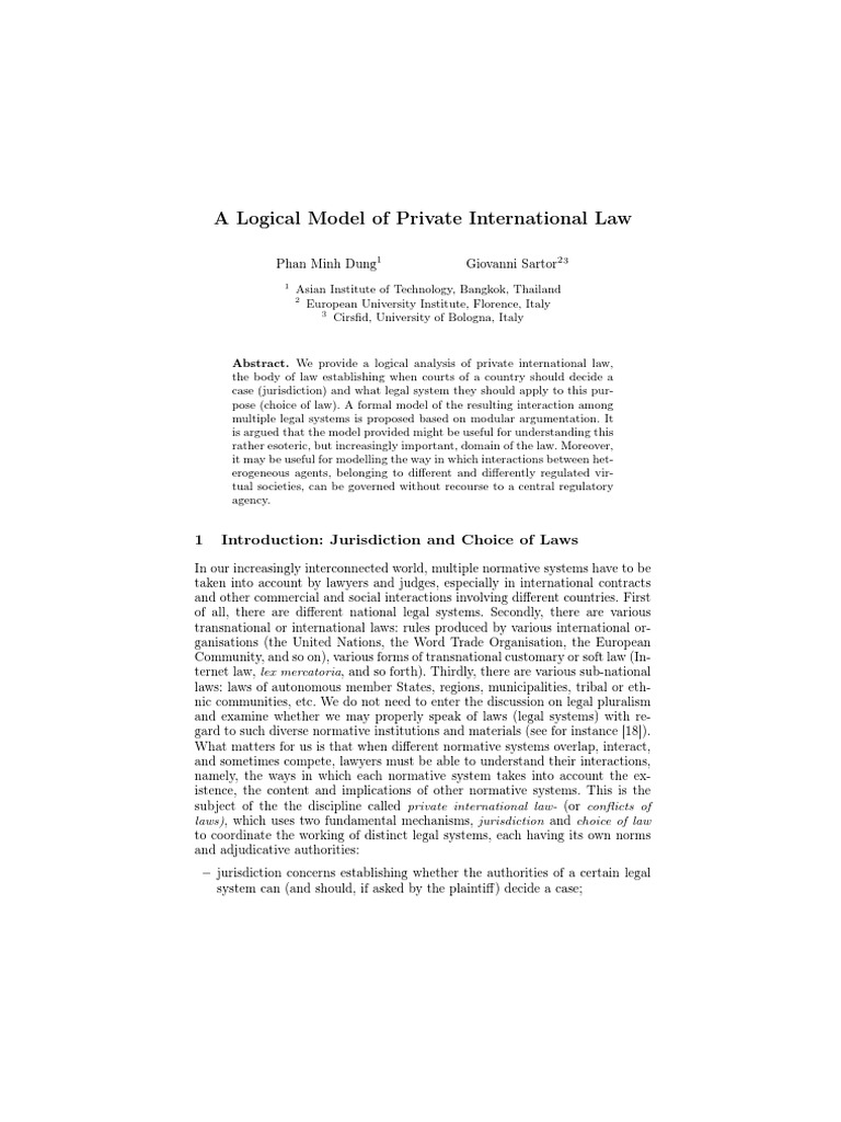 Private International Law | PDF | Jurisdiction | Argument