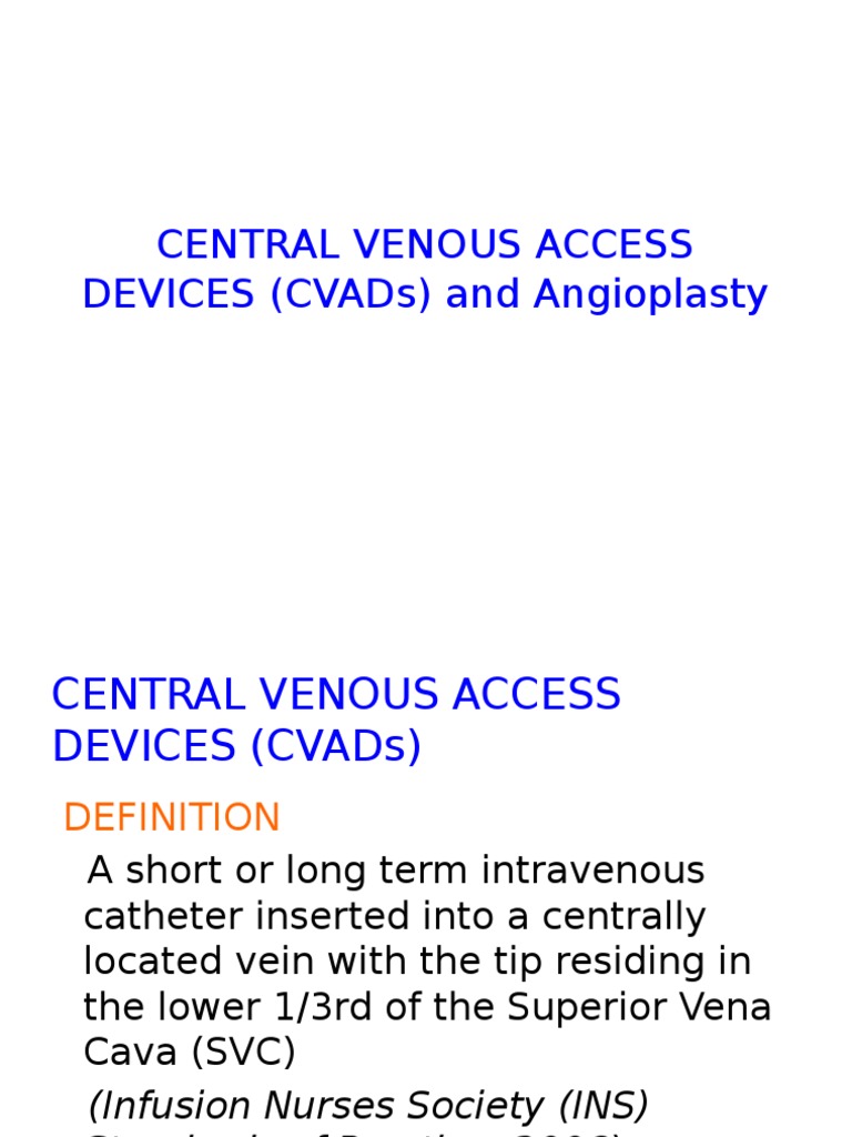 Central Venous Access Devices (Cvads) and | Download Free PDF ...
