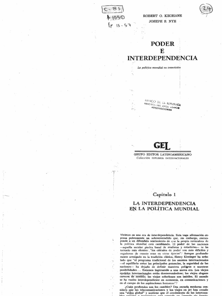 KEOHANE R Nye J Poder e Interdependencia Capitulo 1 La Interdependencia ...