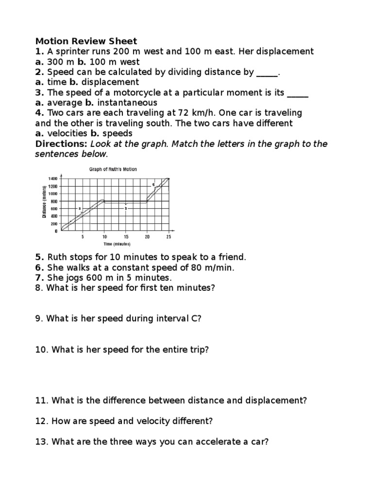 Motion Review Sheet | PDF