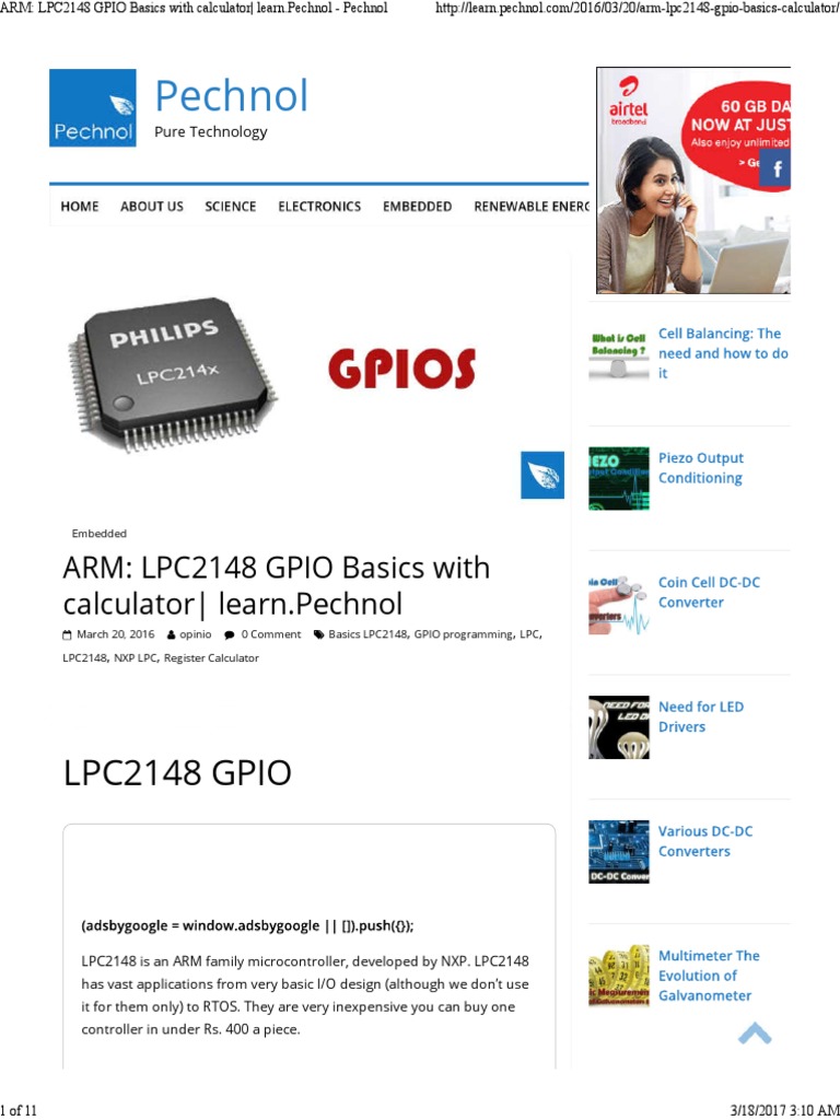 ARM - LPC2148 GPIO Basics With Calculator - Learn - Pechnol - Pechnol ...