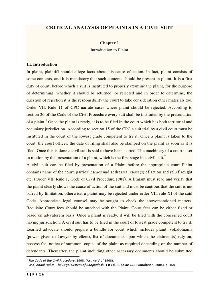 Assignment On Plaint Part Under CPC Part III | PDF | Pleading | Lawsuit