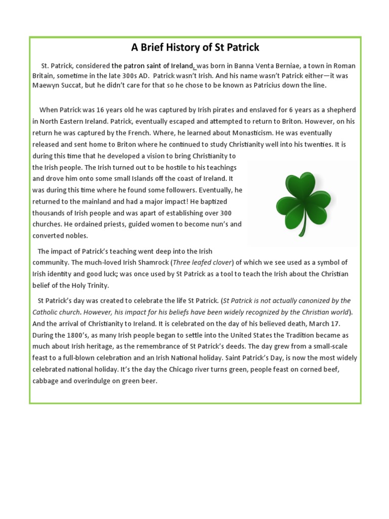 History of St. Patrick and His Legacy | PDF | Social Science | History