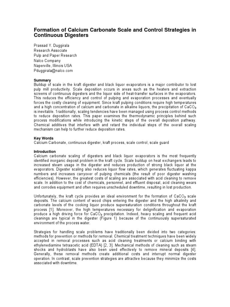 Formation of Calcium Carbonate Scale and Control Strategies in PDF ...