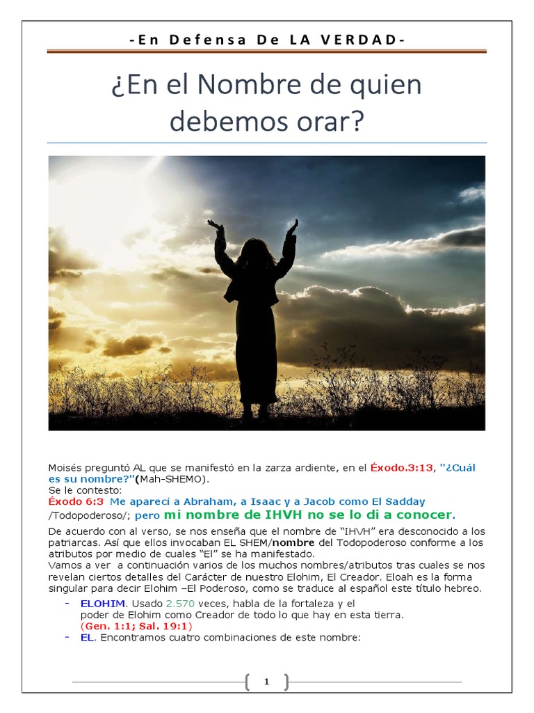 En El Nombre de Quien Debemos Orar. | PDF | Yahvé | Creencia religiosa y doctrina
