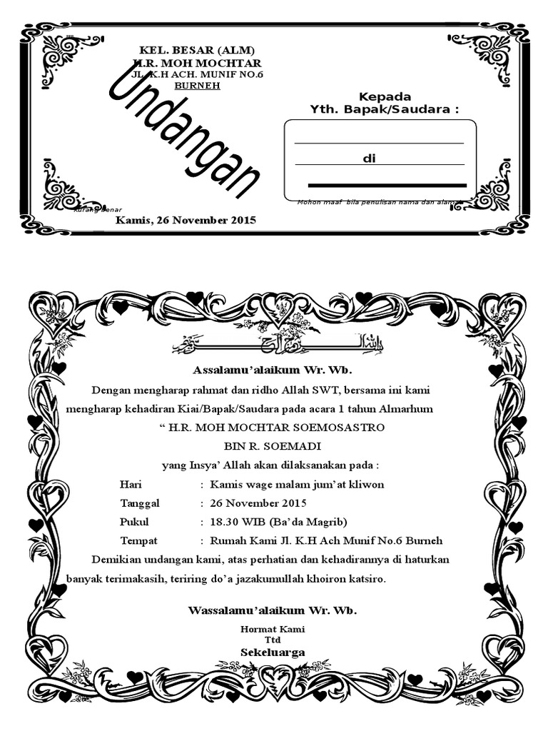 Contoh Undangan Haul dan Pernikahan | PDF