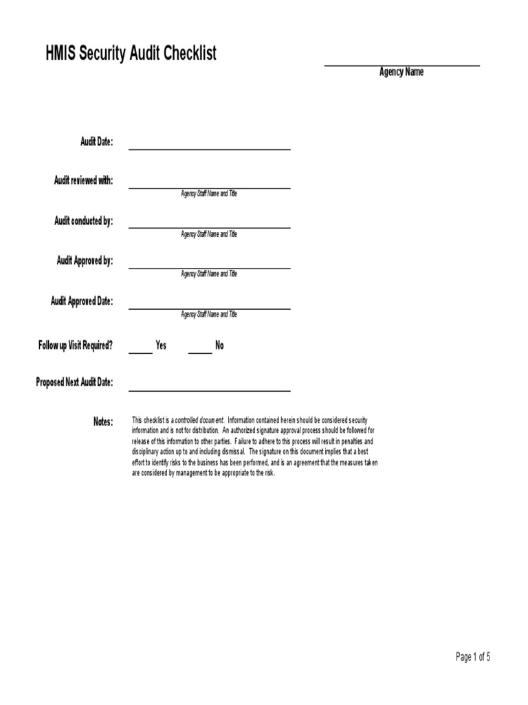 HMIS Security Audit Checklist 051210 | PDF | Internet Privacy | Audit