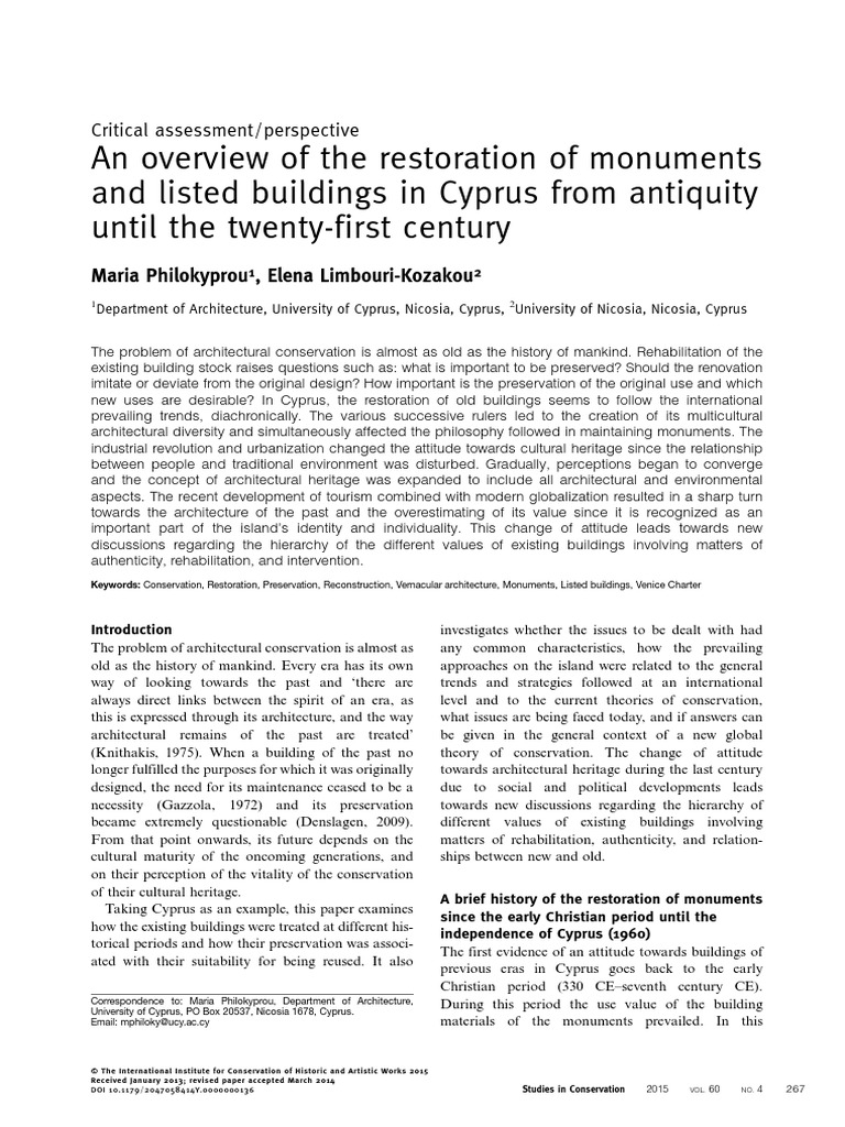 An Overview of The Restoration of Monuments | PDF | Historic ...