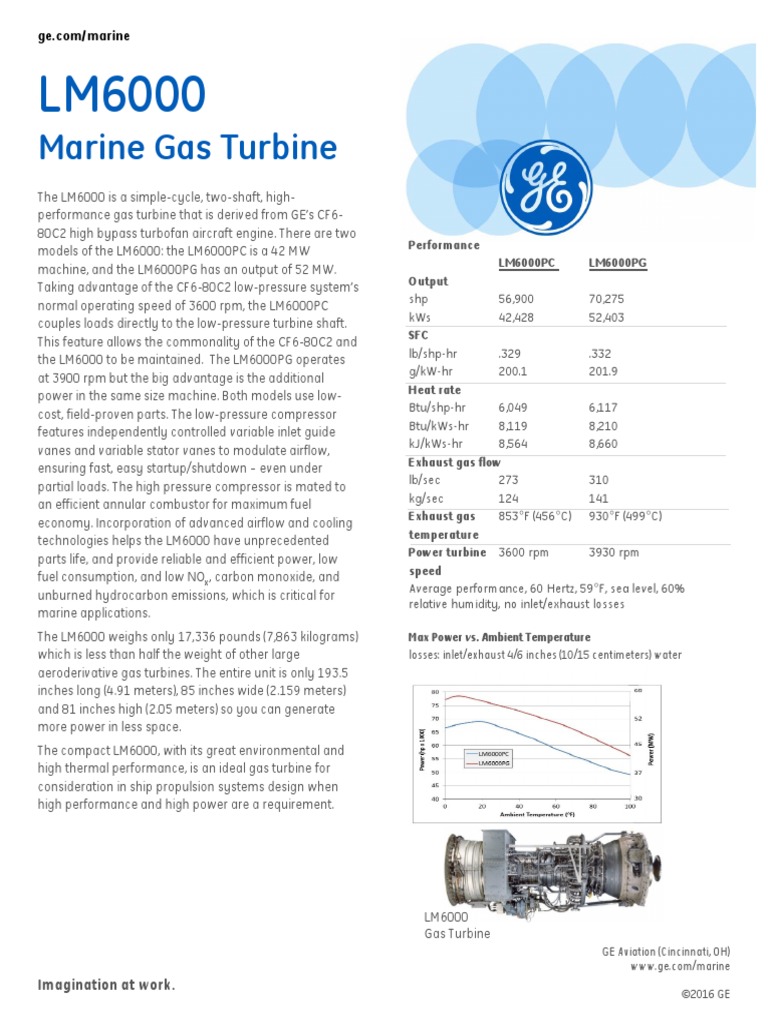 LM6000 DATASHEET | Gas Turbine | Energy Technology | Free 30-day Trial ...