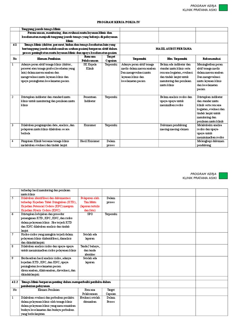 Program Kerja Tim PMKP | PDF