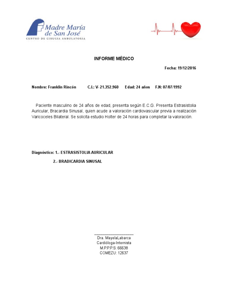 Informe Médico Cardiologia - para Combinar | PDF