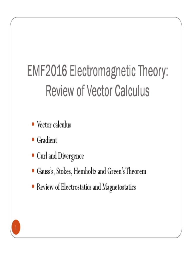 Review of Vector Calculus | PDF | Magnetic Field | Divergence