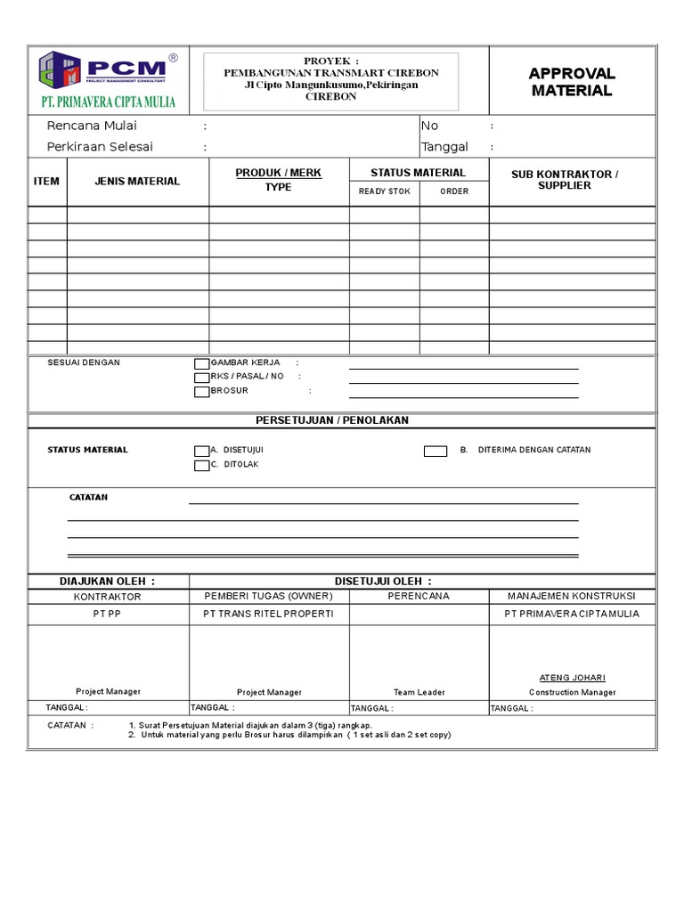 04 Form Approval Material STP | PDF