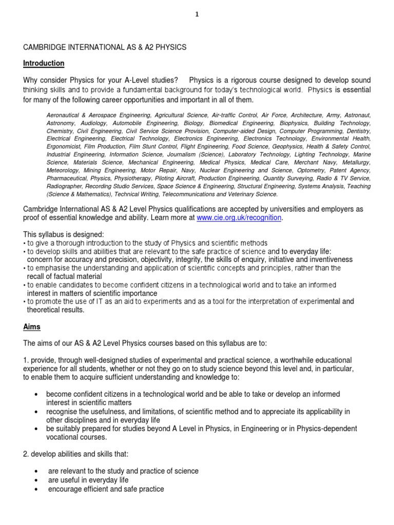 As and A 2 Physics Option Booklet | PDF | Engineering | Science