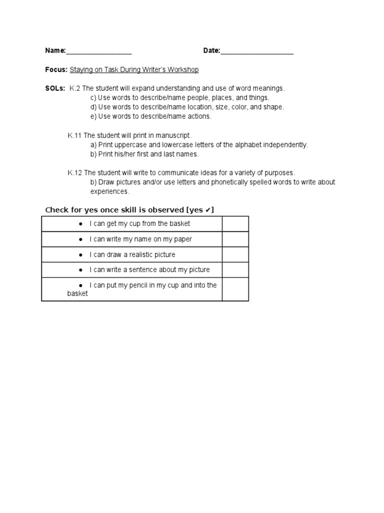 Staying Focused in Writer's Workshop | PDF
