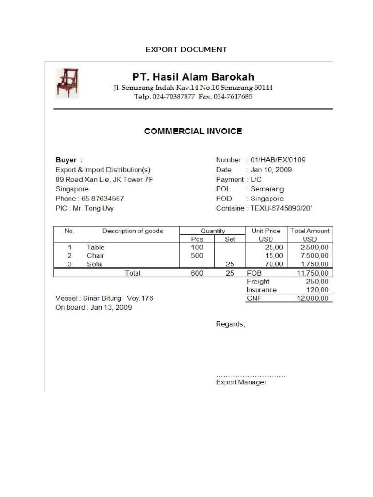 Dokumen Export&Import | PDF | Consignee | Invoice