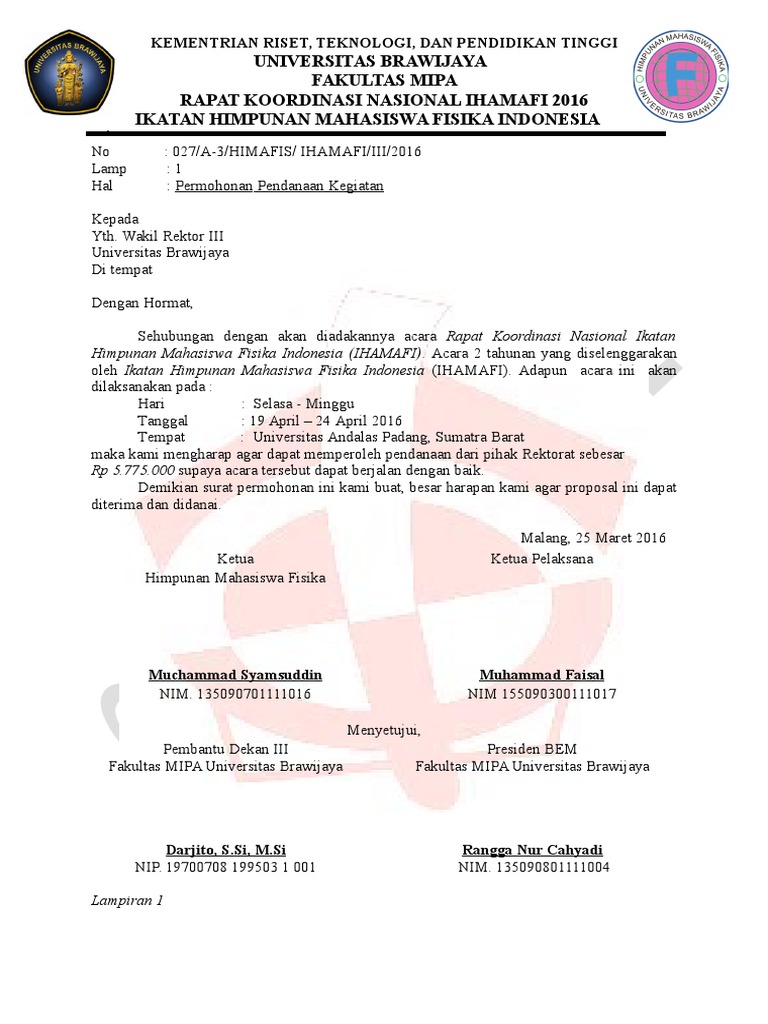 Contoh Surat Pengantar Proposal Ke Rektorat | PDF