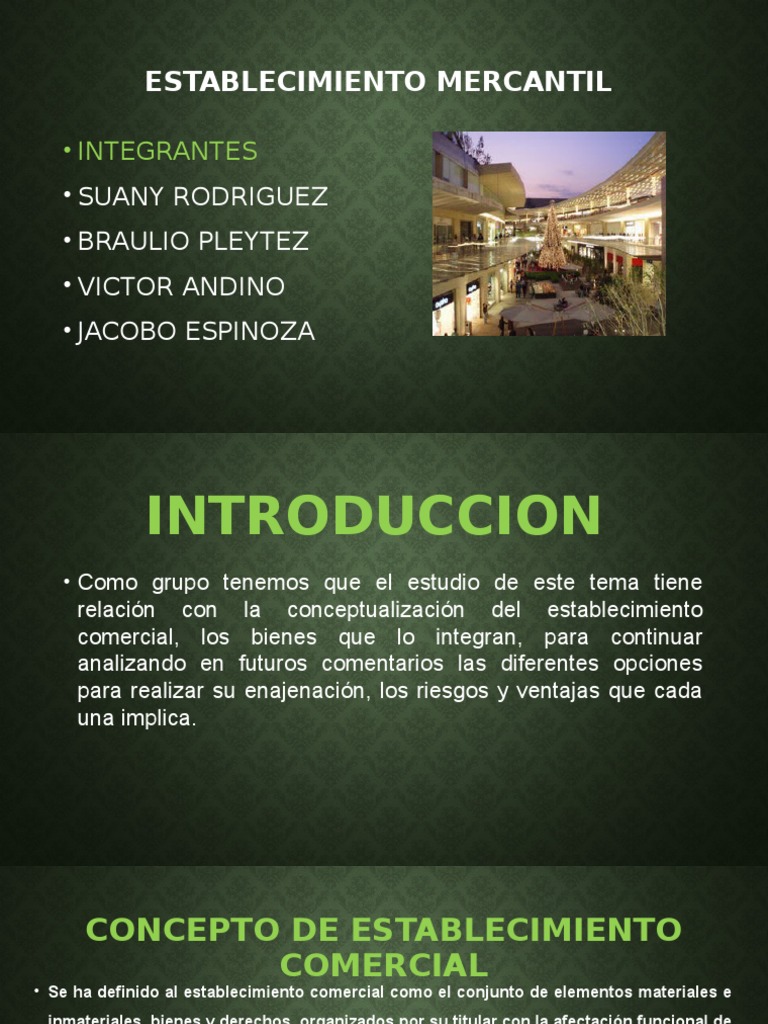 establecimiento mercantil | Comercio | Bienes