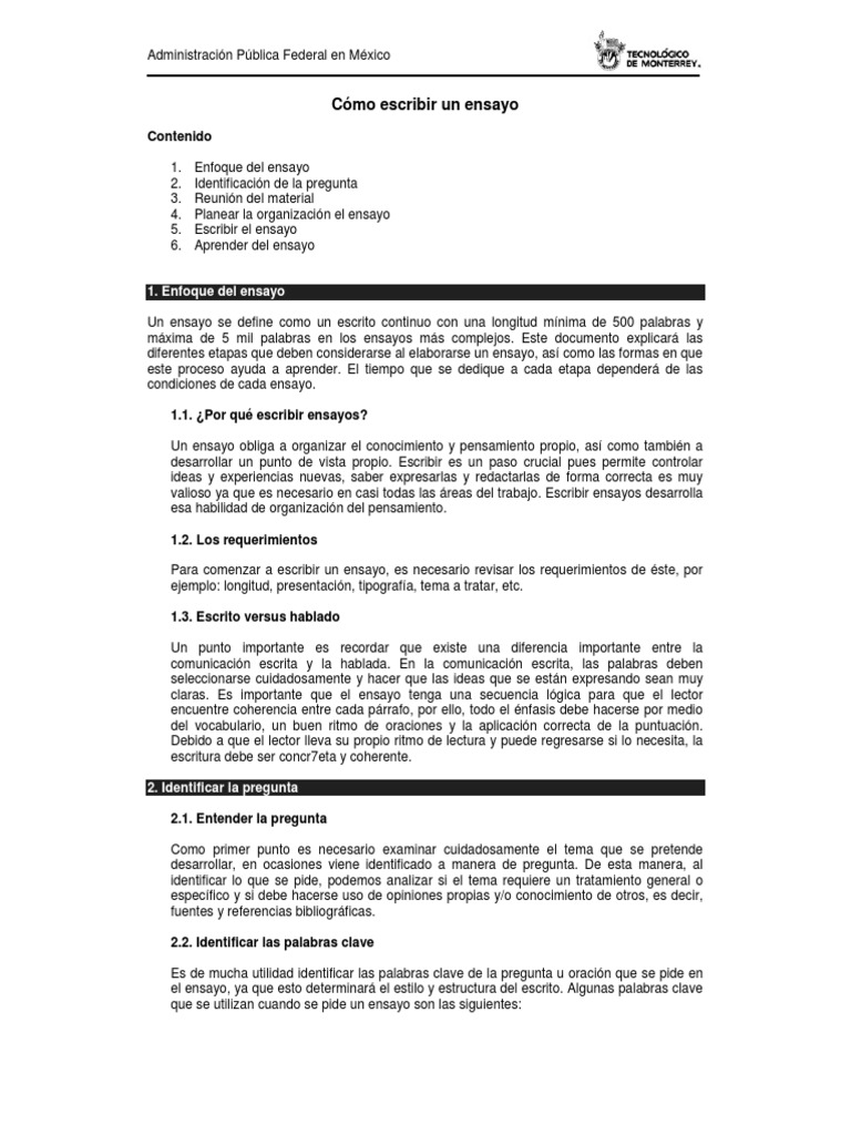 Como Escribir Ensayo | PDF | Ensayos | Palabra