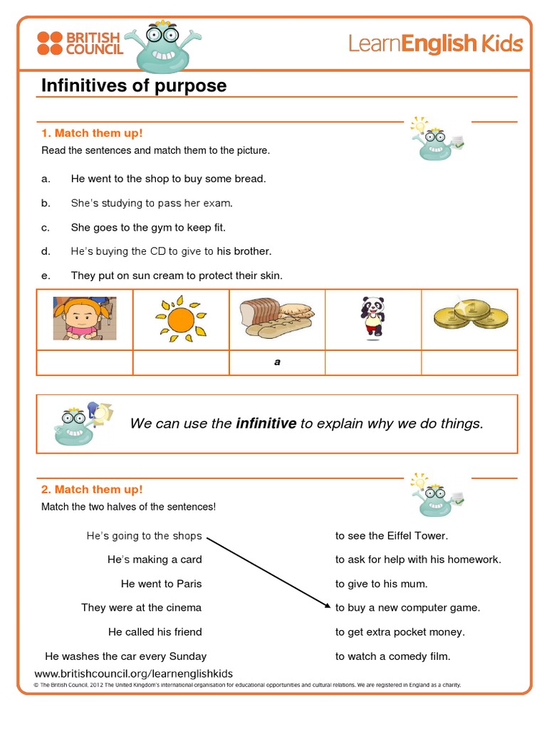Grammar Games Infinitives of Purpose Worksheet | PDF | Language Arts ...
