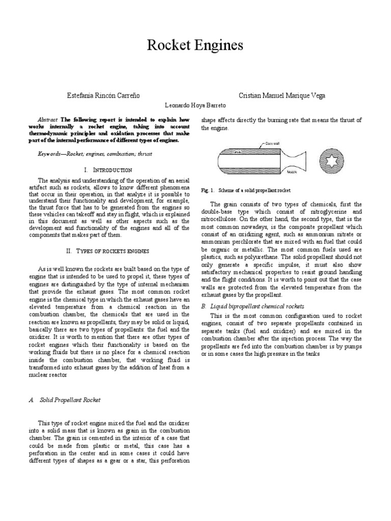 Rocket Engines: Estefanía Rincón Carreño Cristian Manuel Marique Vega ...