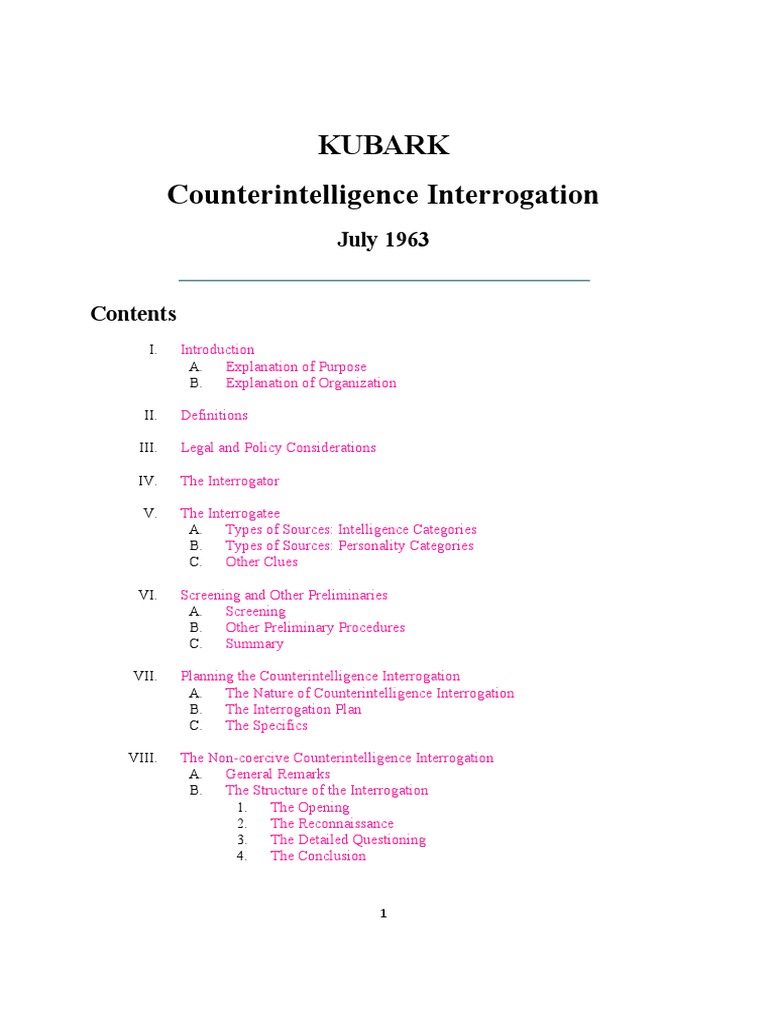 CIA - KUBARK Counterintelligence Interrogation PDF | PDF ...
