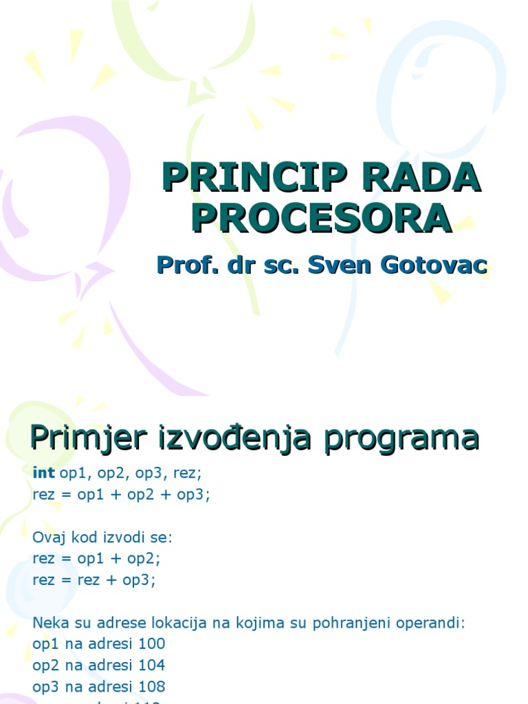 PRINCIP RADA PROCESORA Pred1 | PDF