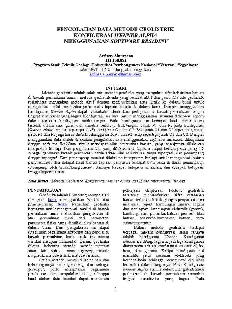 Pengolahan Data Metode Geolistrik | PDF