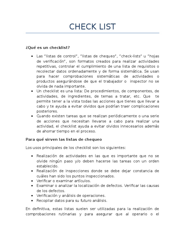 Check List | PDF | Informática y tecnología de la información | Science