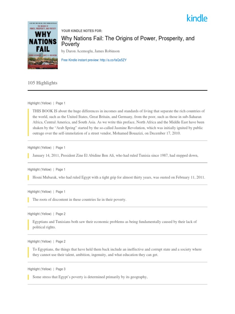 Kindle Notes on Why Nations Fail | PDF | Patent | Guatemala