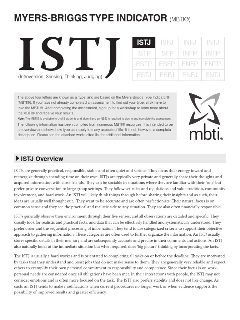 ISTJ | PDF | Leadership | Tests