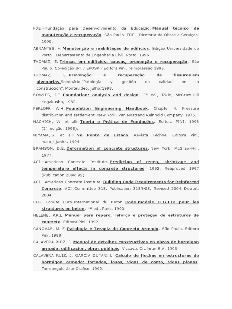 Patologias - Referências Bibliográficas | PDF | Engenharia | Science